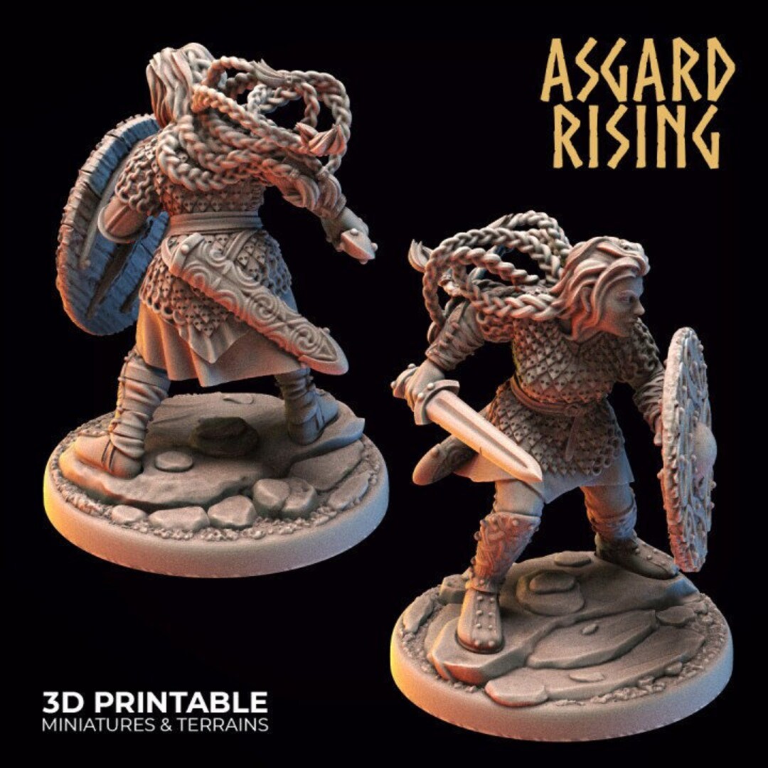 Shieldmaiden Chieftain Aidda Asgard Rising 3D Printed Resin Miniature ...