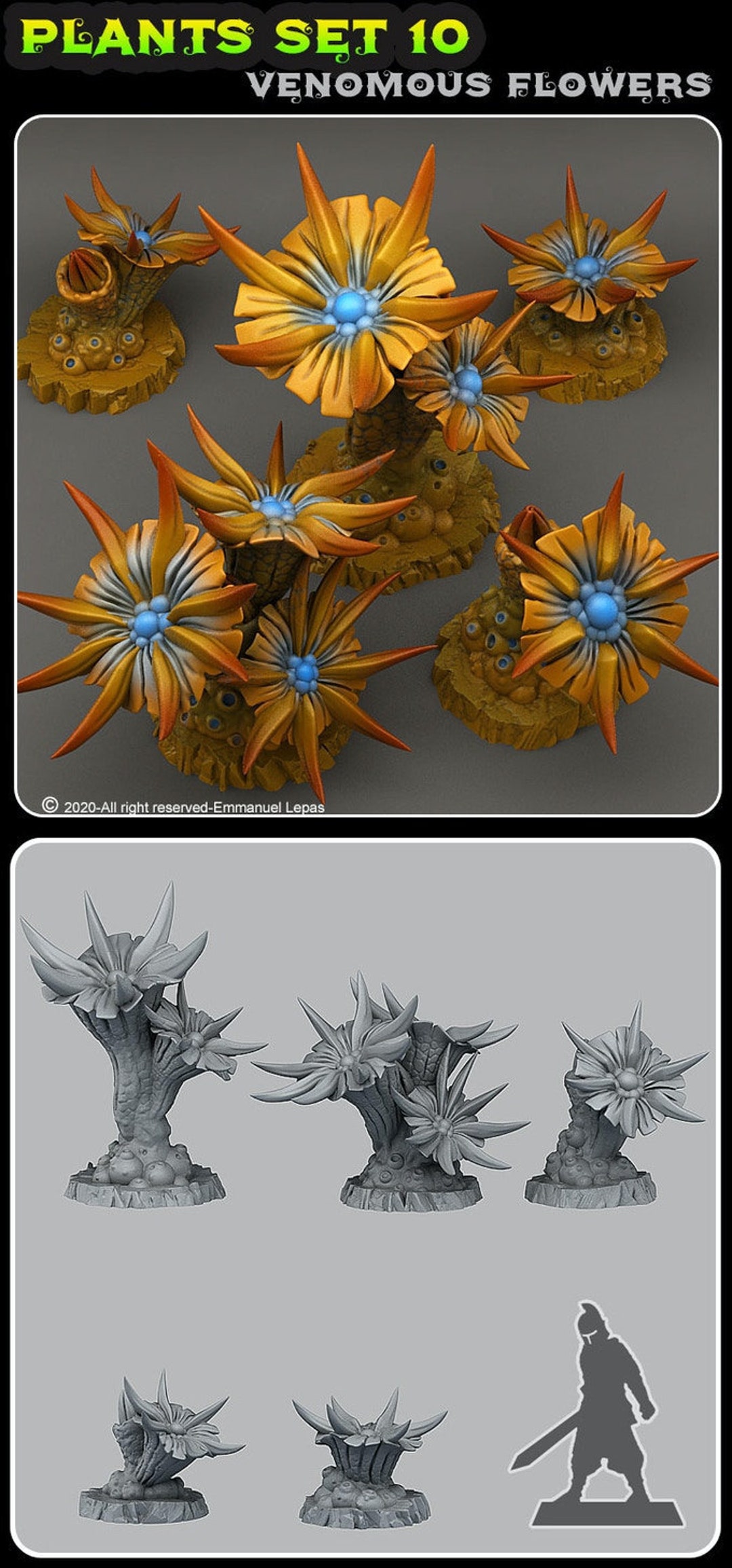 Venomous Flowers Terrain Set of 5 Dungeons and Dragons, Pathfinder ...