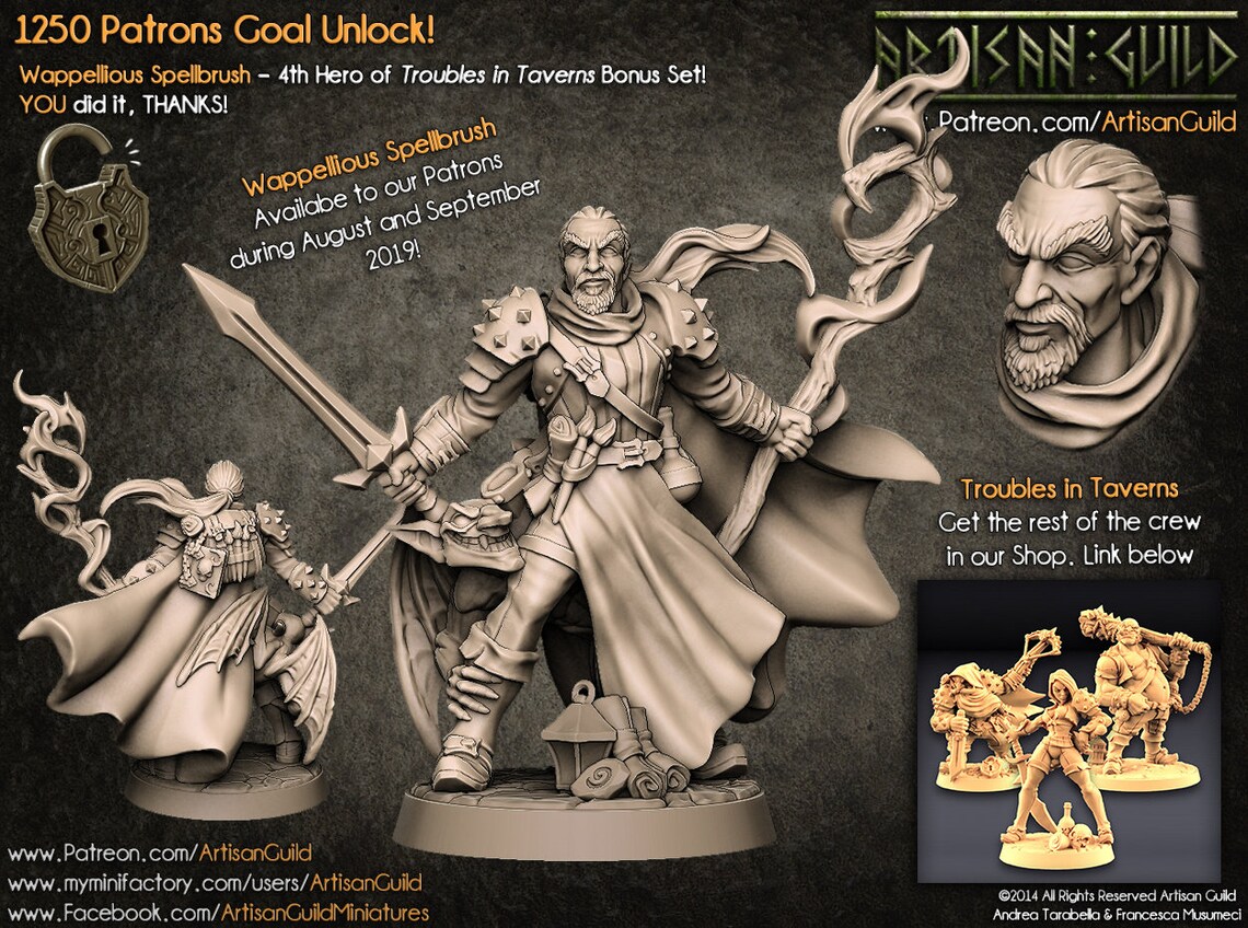 Wappellious Spellbrush Wizard Resin Miniature for D&D | Etsy