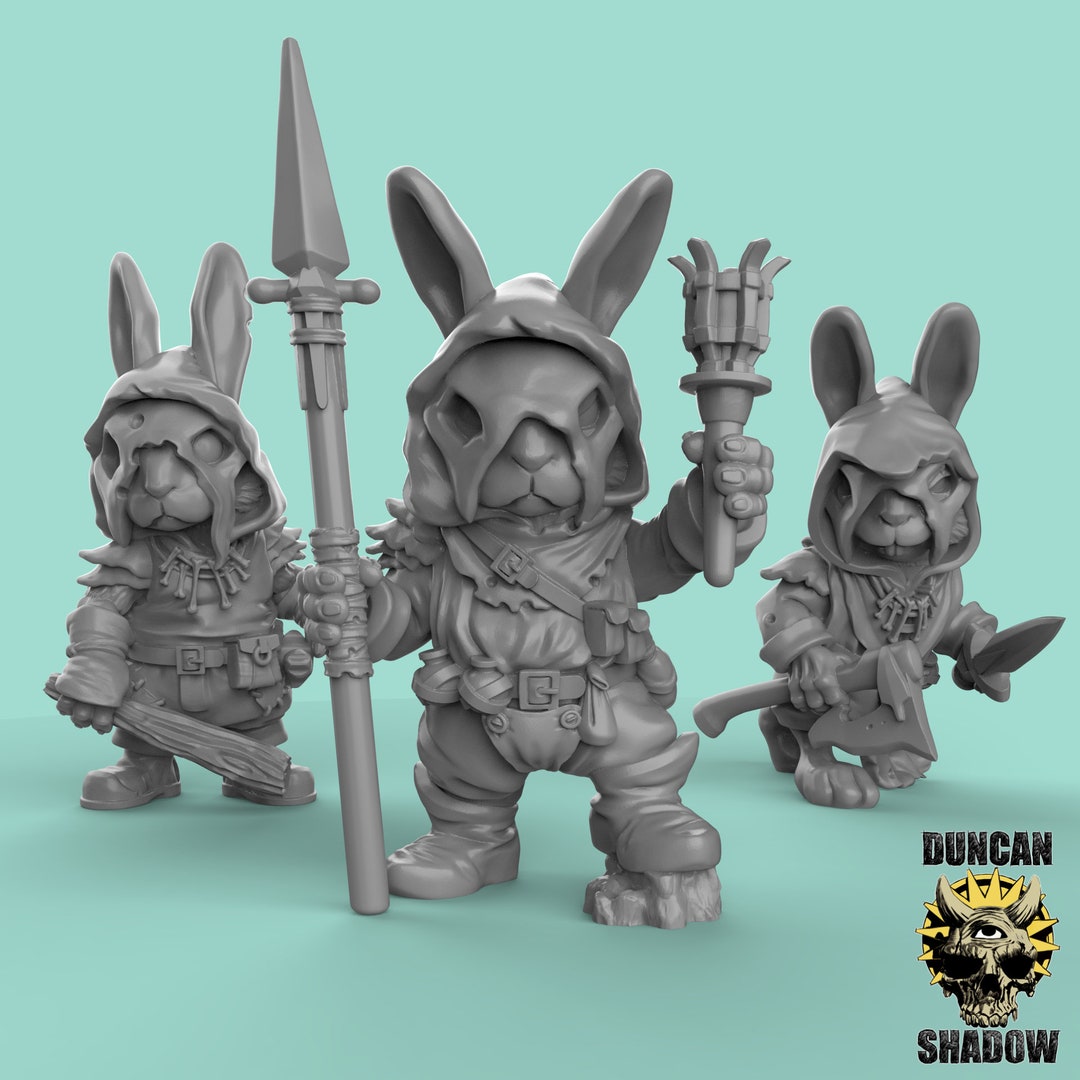 28mm Rabbitfolk Cultist Miniatures Set of 3 for Dungeons and Dragons ...