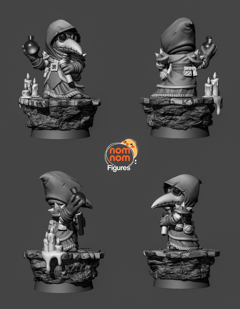 Chibi Plague Doctor Darkest Dungeons 3D Printed Statue Kit | Garage Kit ...
