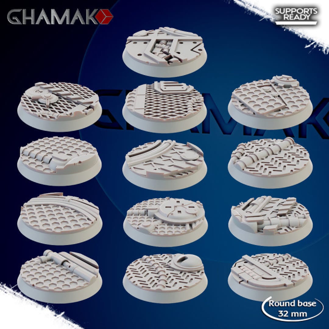 32mm Bases Set of 13, Sci-fi Bases, Industrial Bases, Table Top Gaming ...