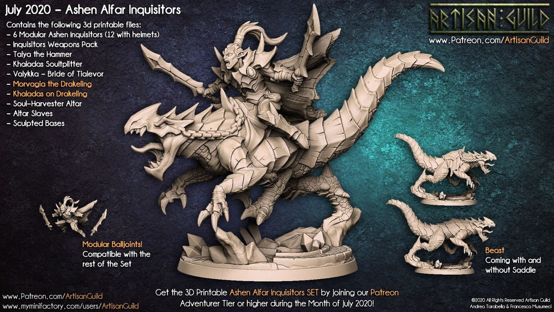 Khaladas on Morvagia the Drake-dark Elf, 32mm Scale Ashen Alfar Resin ...