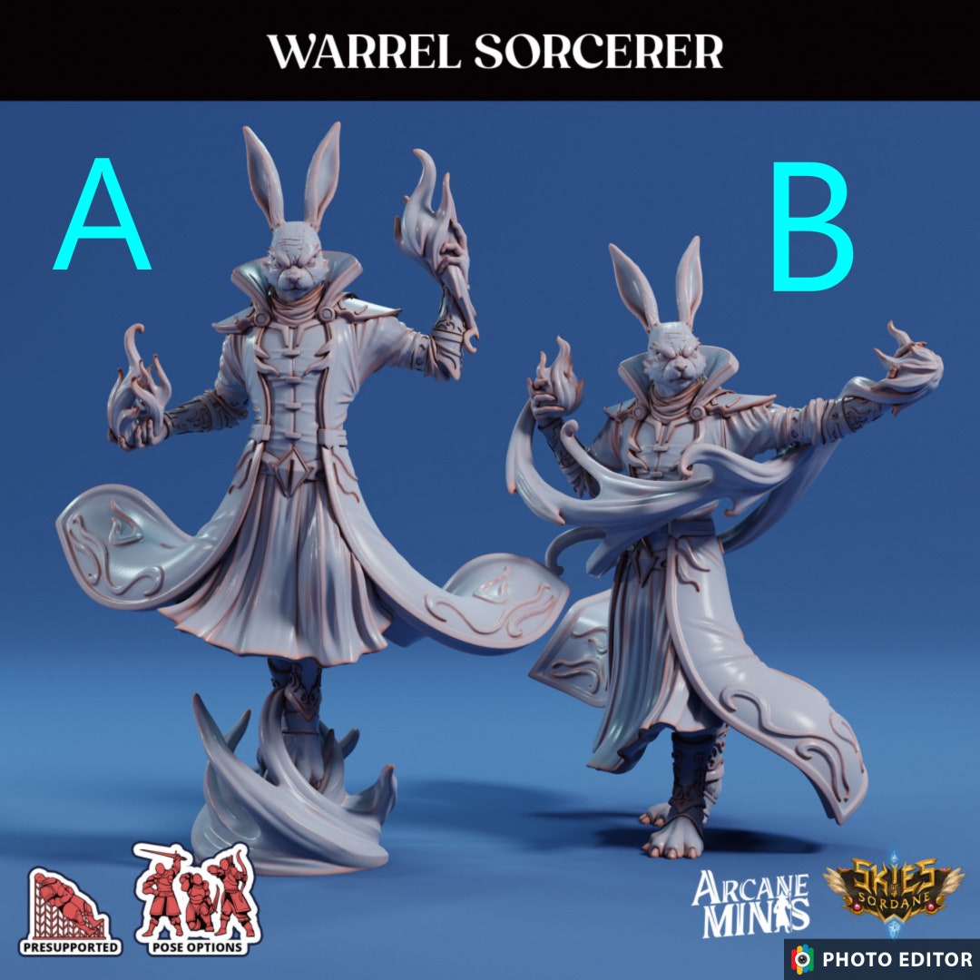 Warrel Sorcerer Resin Miniature 32/28mm - for D&D Dungeons and Dragons ...
