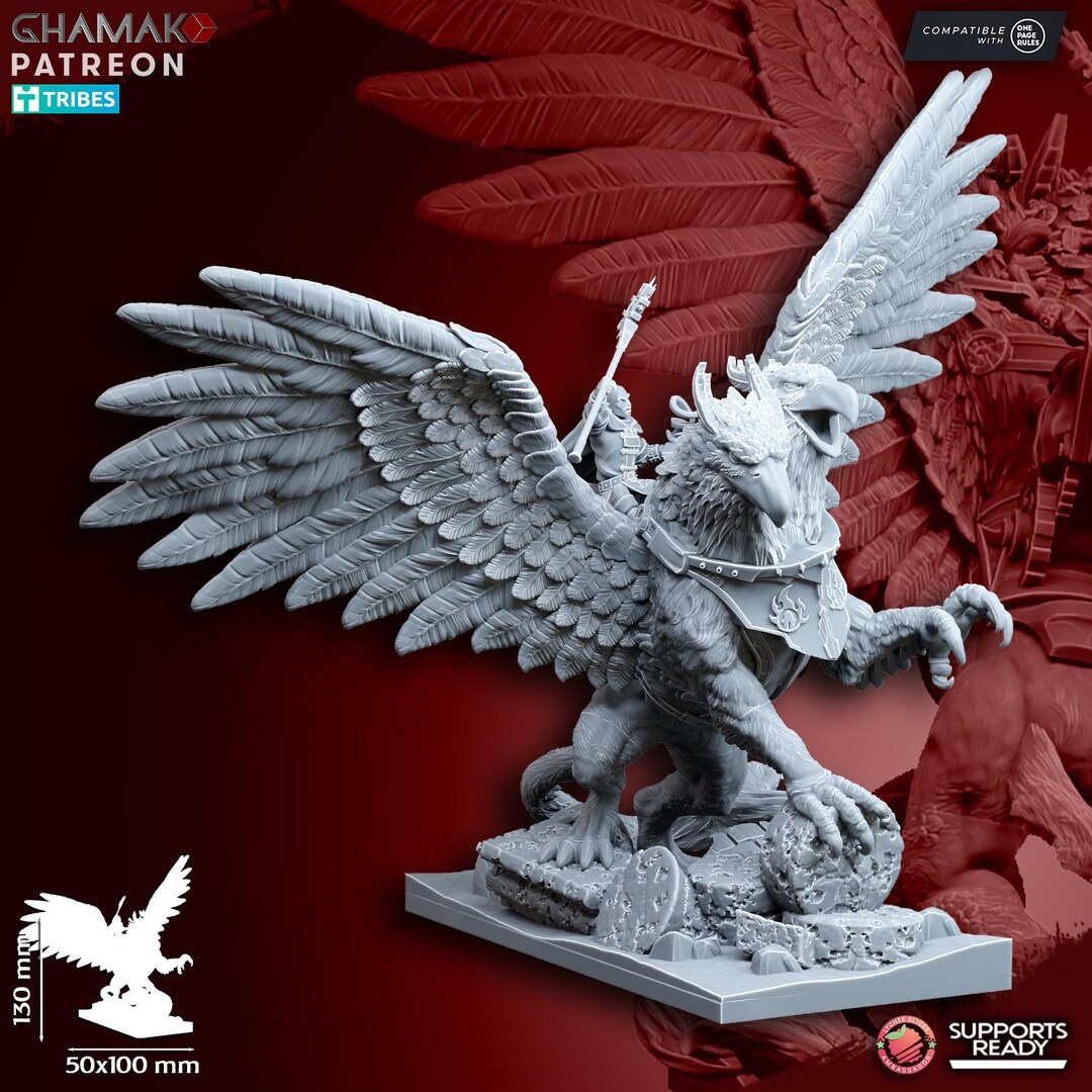 Supreme Wizard on 2 Headed Gryphon Ghamak 3D Printed 32 MM Scale ...