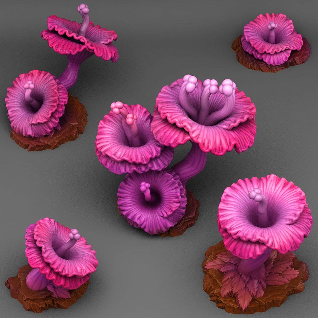 Celestial Flowers Terrain Set, 3D Printed RPG Plants & Rocks - Etsy