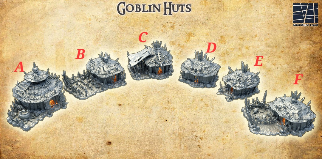 Goblin Huts Gobos 28mm Miniature Land Table Top Scenery for Dungeons ...