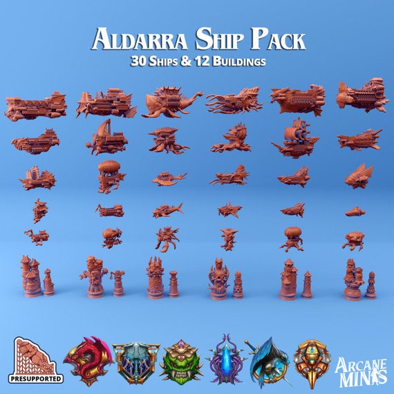Aldarra Ship Pack - ALL ships and Buildings- Fleet Scale | Arcane Minis ...