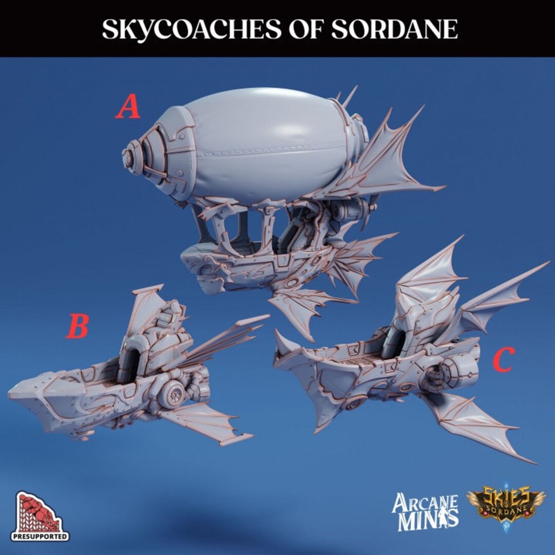 Skycoach Set of 3 - Mini Version Arcane Minis - Skies of Sordane ...