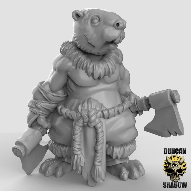 Beaver Folk Miniatures With Hatchets, D&D, Set of 3 Resin 3D Printed ...