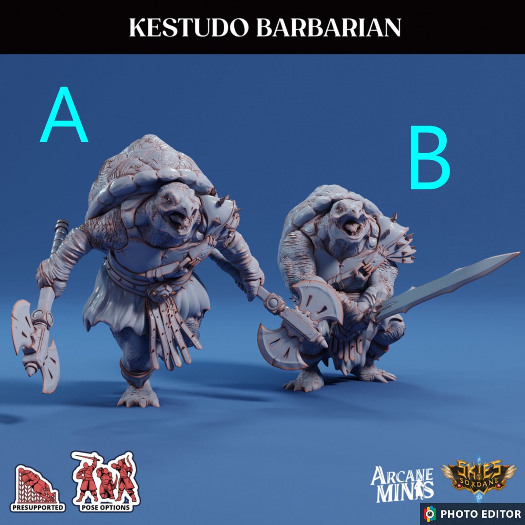Kestudo Barbarian Resin Miniature 32/28mm - for D&D Dungeons and ...