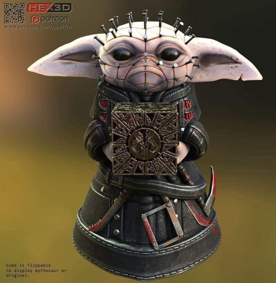 Baby Pinhead Pinhead/Baby Yoda Mash Up Resin 3D Printed | Etsy