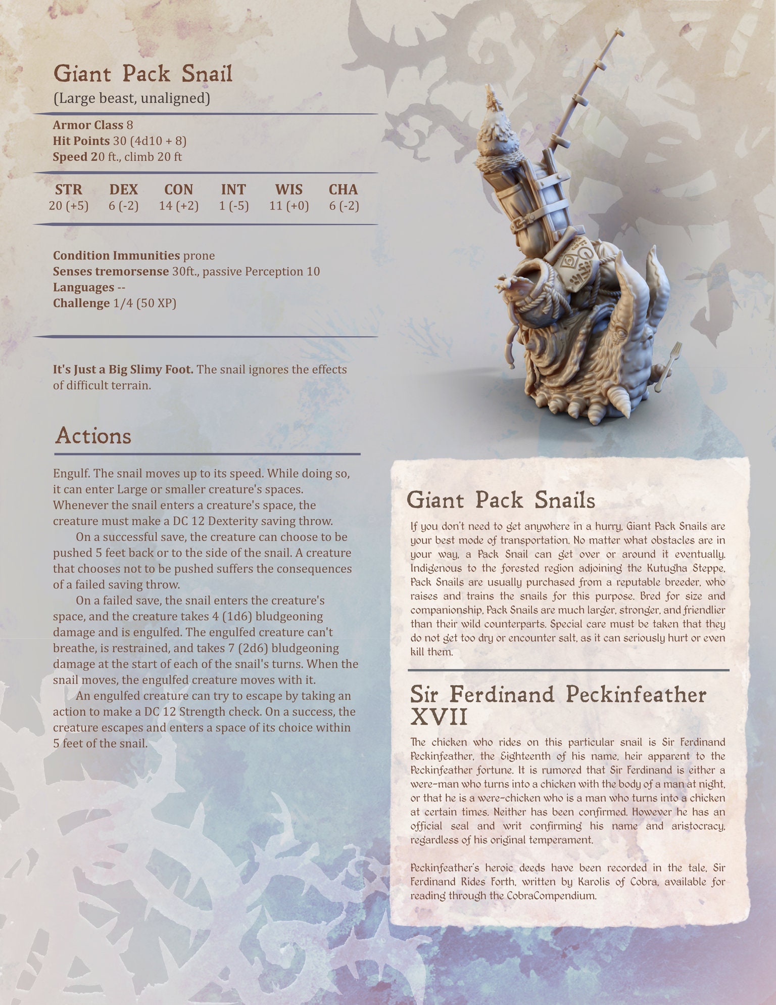 Giant Pack Snail Cobramode Dungeons and Dragons/ RPG /resin - Etsy