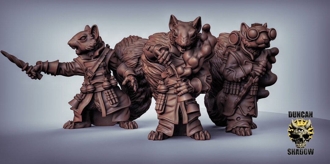 28mm Squirrel Alchemist Miniatures Set of 3 for Dungeons and Dragons ...
