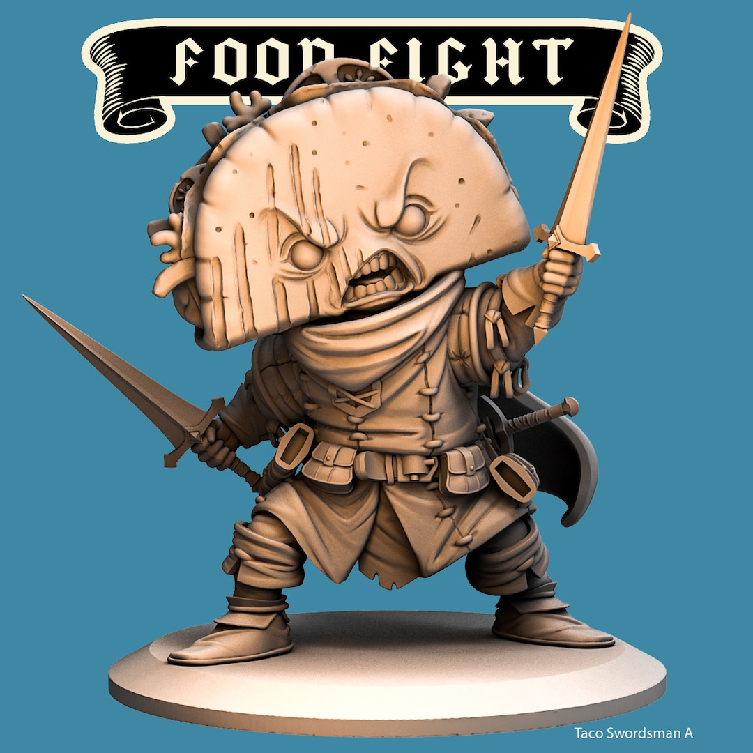 Taco Swordsman Miniature – Food Fight Resin Figure, D&D Gaming - Etsy