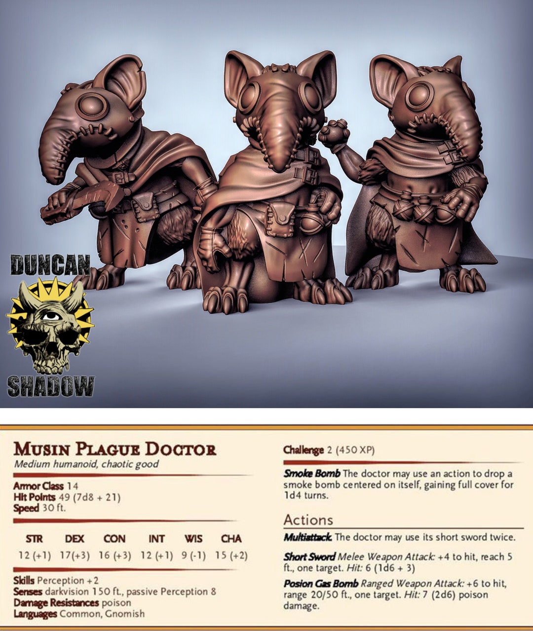 28mm Mousling Plague Doctors Miniatures Set of 3 for Dungeons and ...