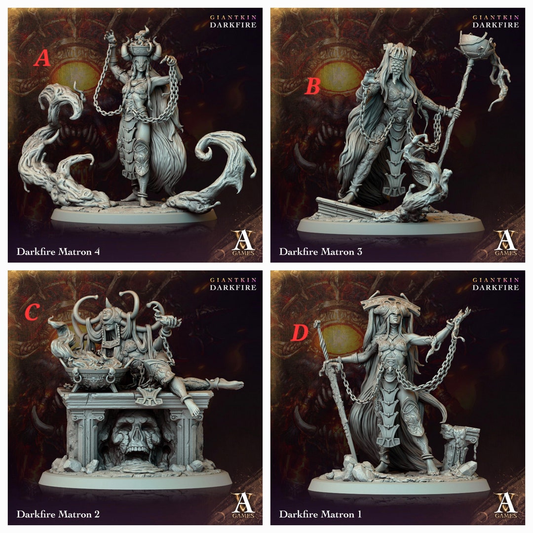 Darkfire Matron - 75mm Base- 4 Poses • 3D Printed Fantasy Miniature • D ...