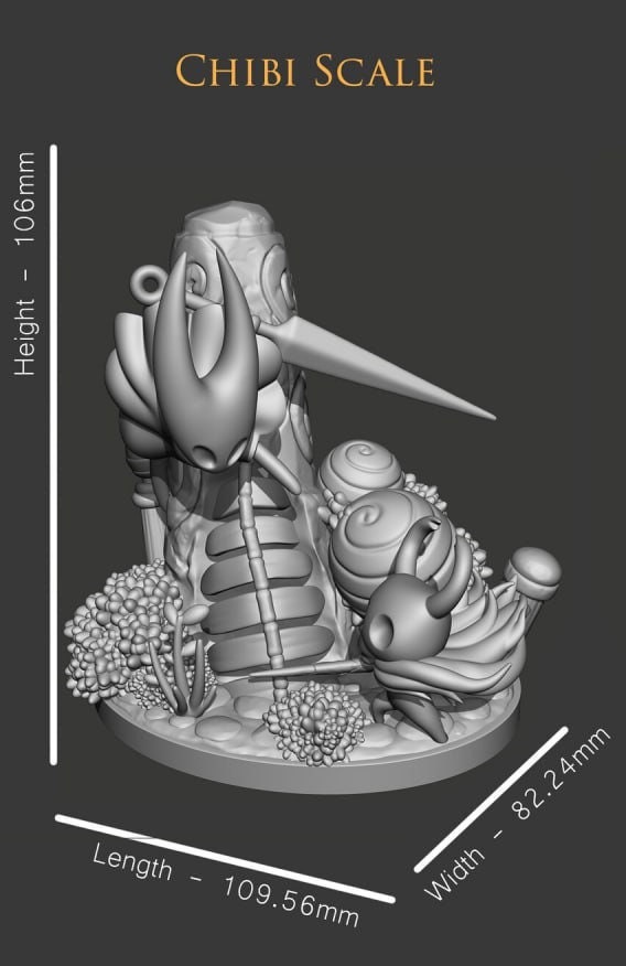 Knight and Hornet Chibi Style 3D Printed Statue Kit | Garage Kit ...