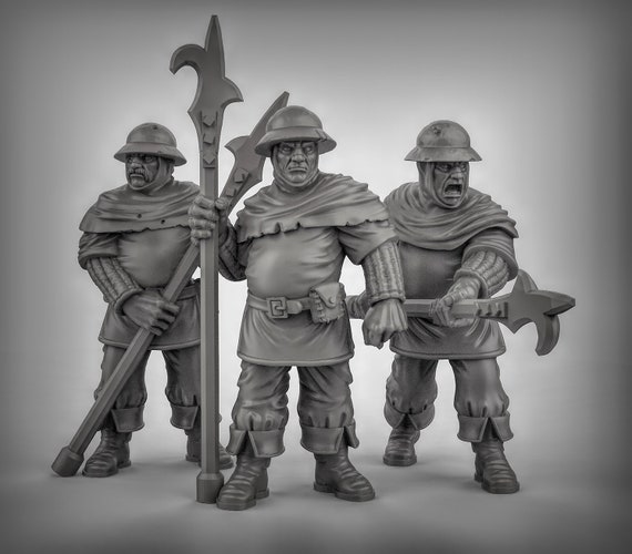 28mm Pike Guards Miniatures Set of 3 for Dungeons and Dragons - Etsy