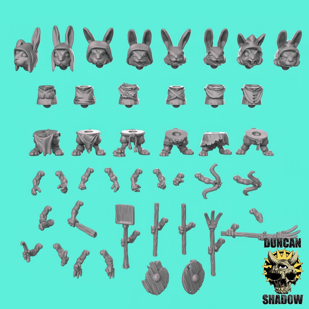 28mm Build a Rabbit Farmers Modular Set of 6 for Dungeons and Dragons ...