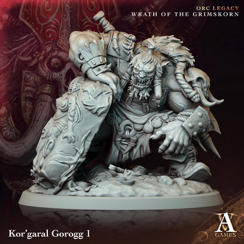 Kor'garal Gorogg Miniature | Orc Legacy, 4 Poses Archvillain Games ...