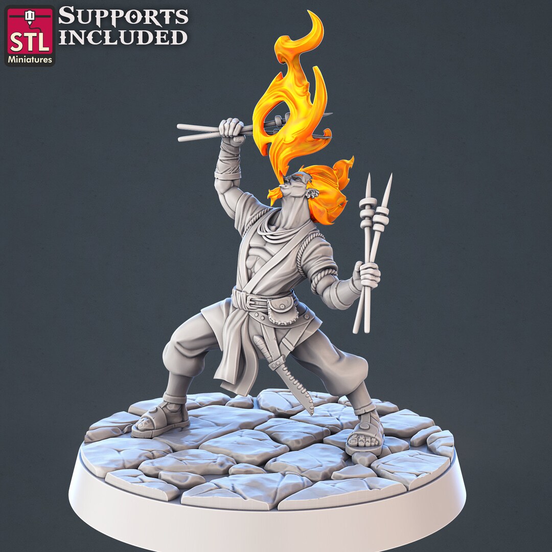 Fantasy Props Genasi Fire Miniature NPC Dungeons and Dragons ...