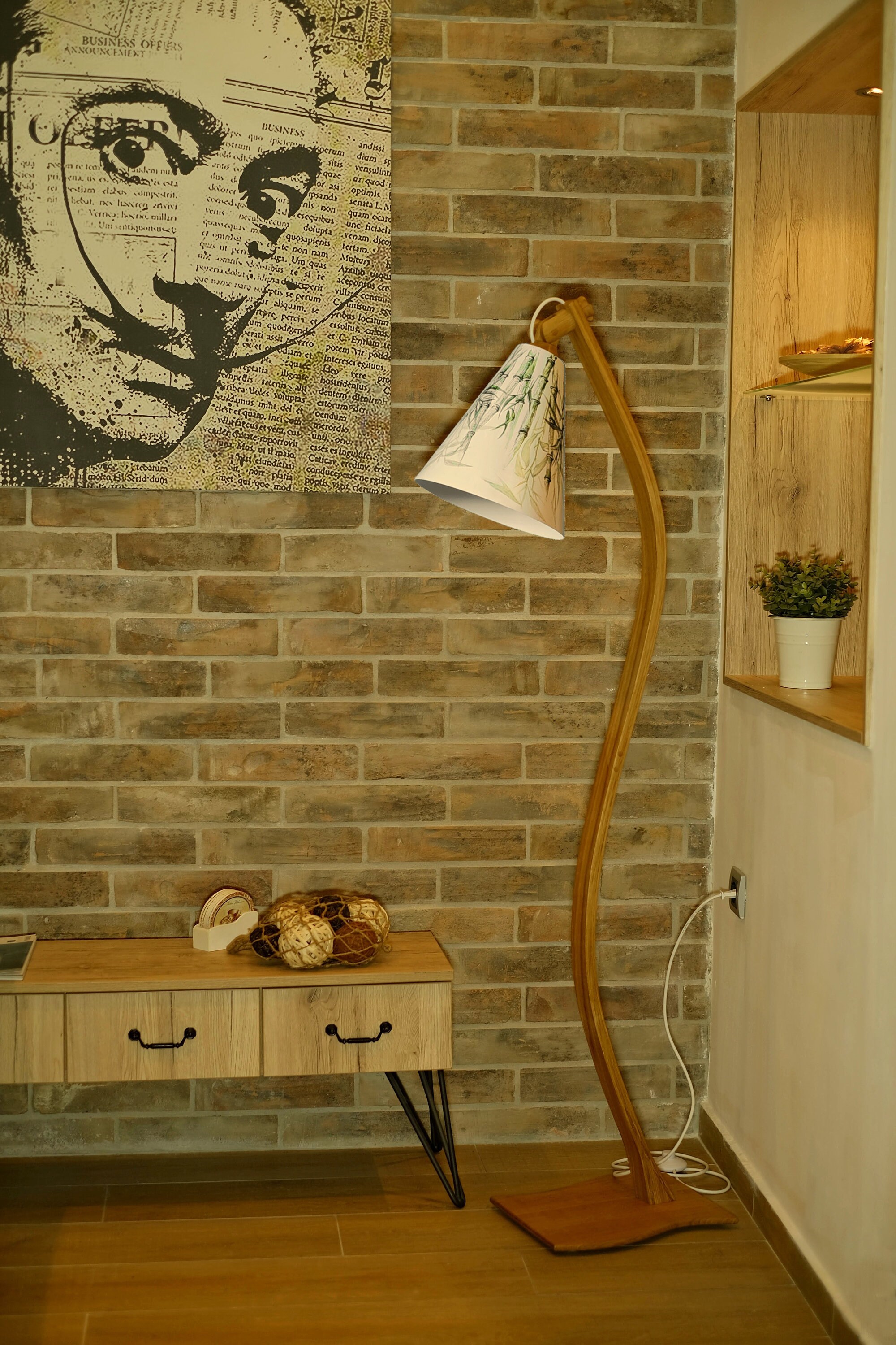 Bella Art Modern Floor Standing Lamp With Painted Lampshade, Unique ...