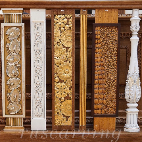 Carved Designer Wooden Balusters for Stairs - Etsy