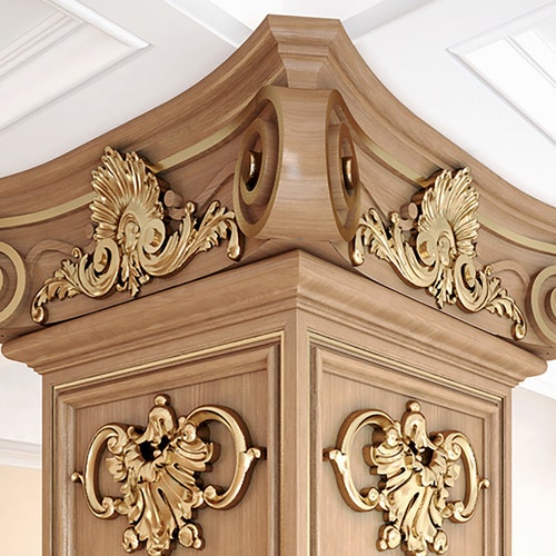 Pilaster Wood Capital Shell Baroque Wooden Capital - Etsy