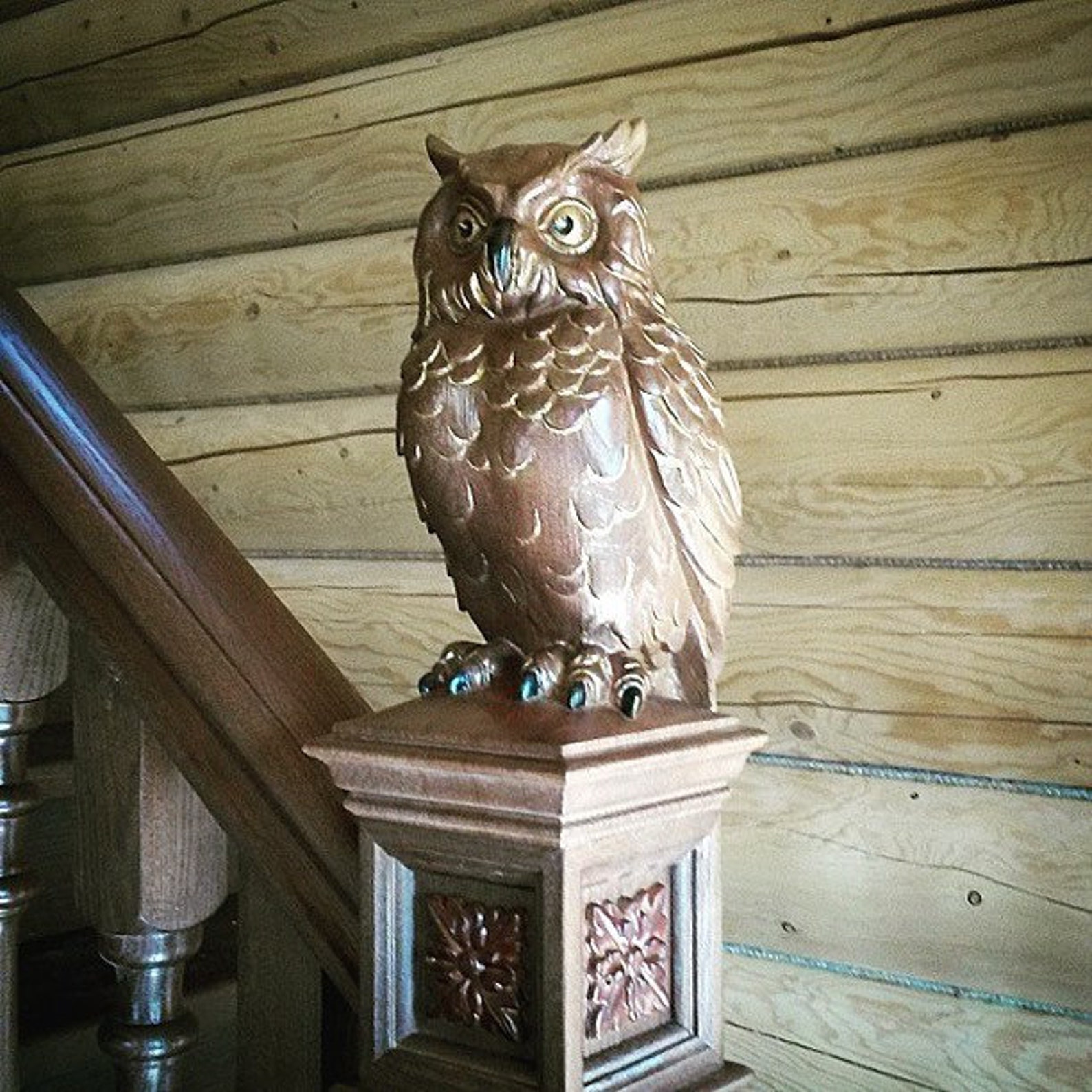 Owl Wood Carving 10 Carved Wood Owl Owl Wooden Finial - Etsy UK