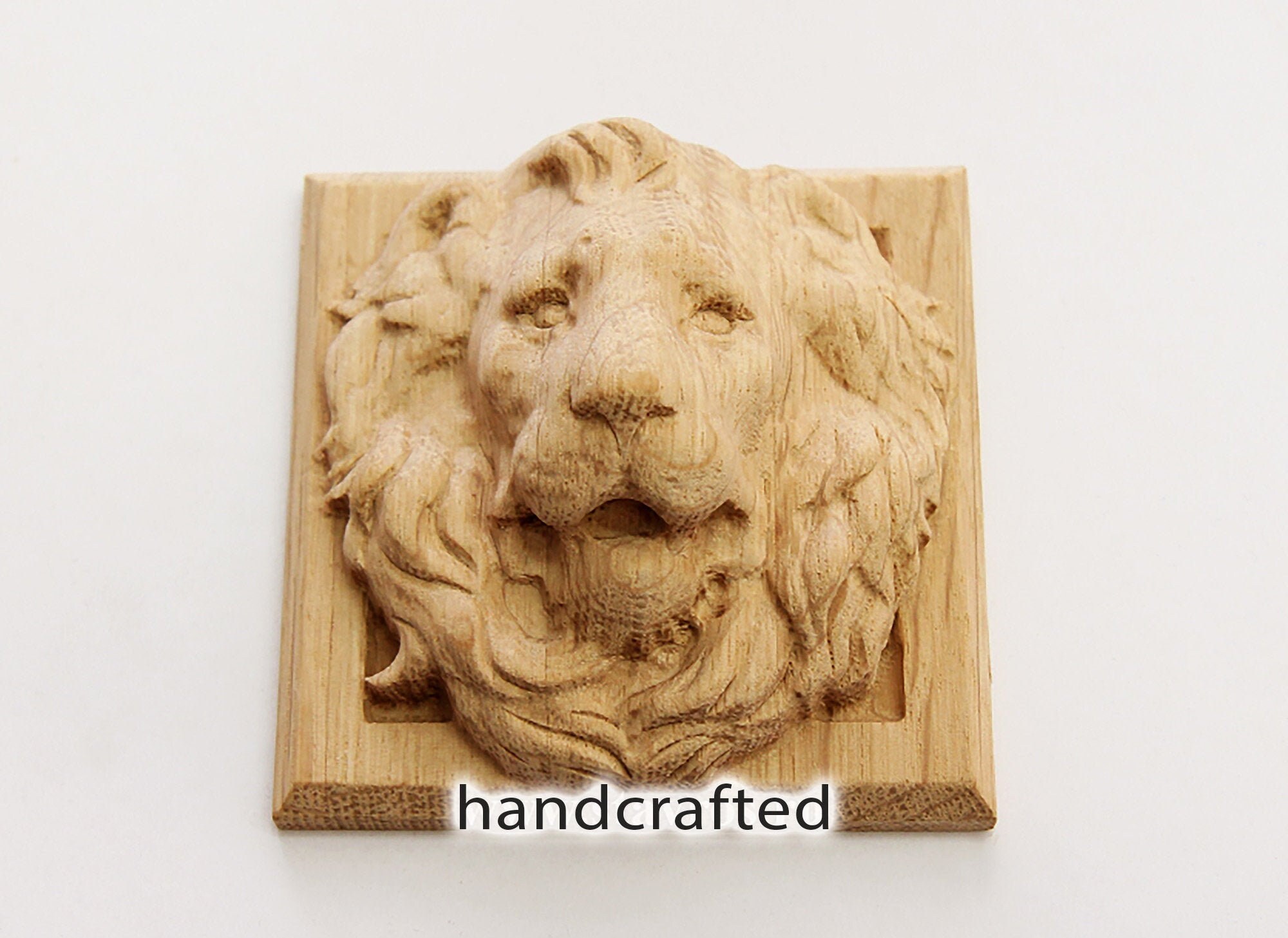 Unfinished Square Rosette Lion, Carved Lion Head Applique - Etsy