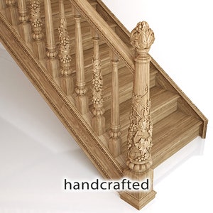 Oak Round Newel Post Grapes, Staircase Grapevine Decorative Post - Etsy