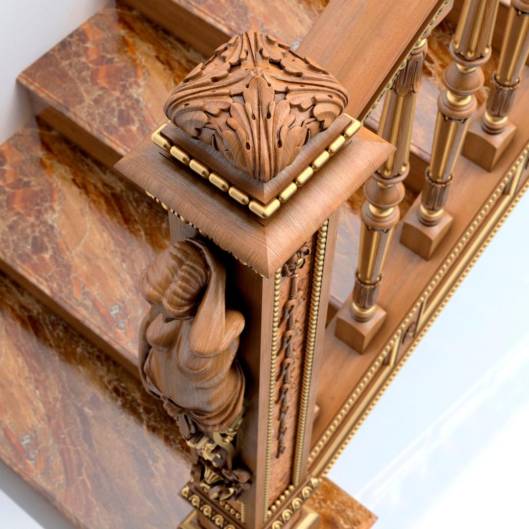 Pair of Gothic Newel Post Caps, Wood Finial Topper, Staircase Caps - Etsy