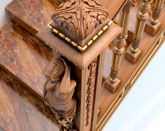 Pair of Gothic Newel Post Caps, Wood Finial Topper, Staircase Caps - Etsy