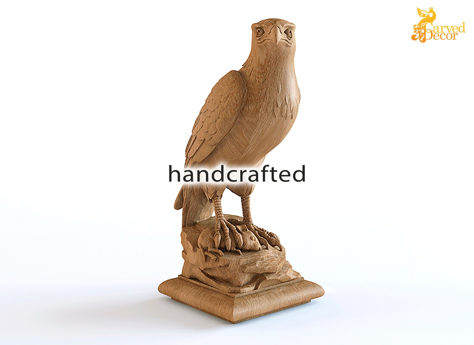 Newel Post Topper Bird Carving Wooden Post Cap Hawk Wood | Etsy