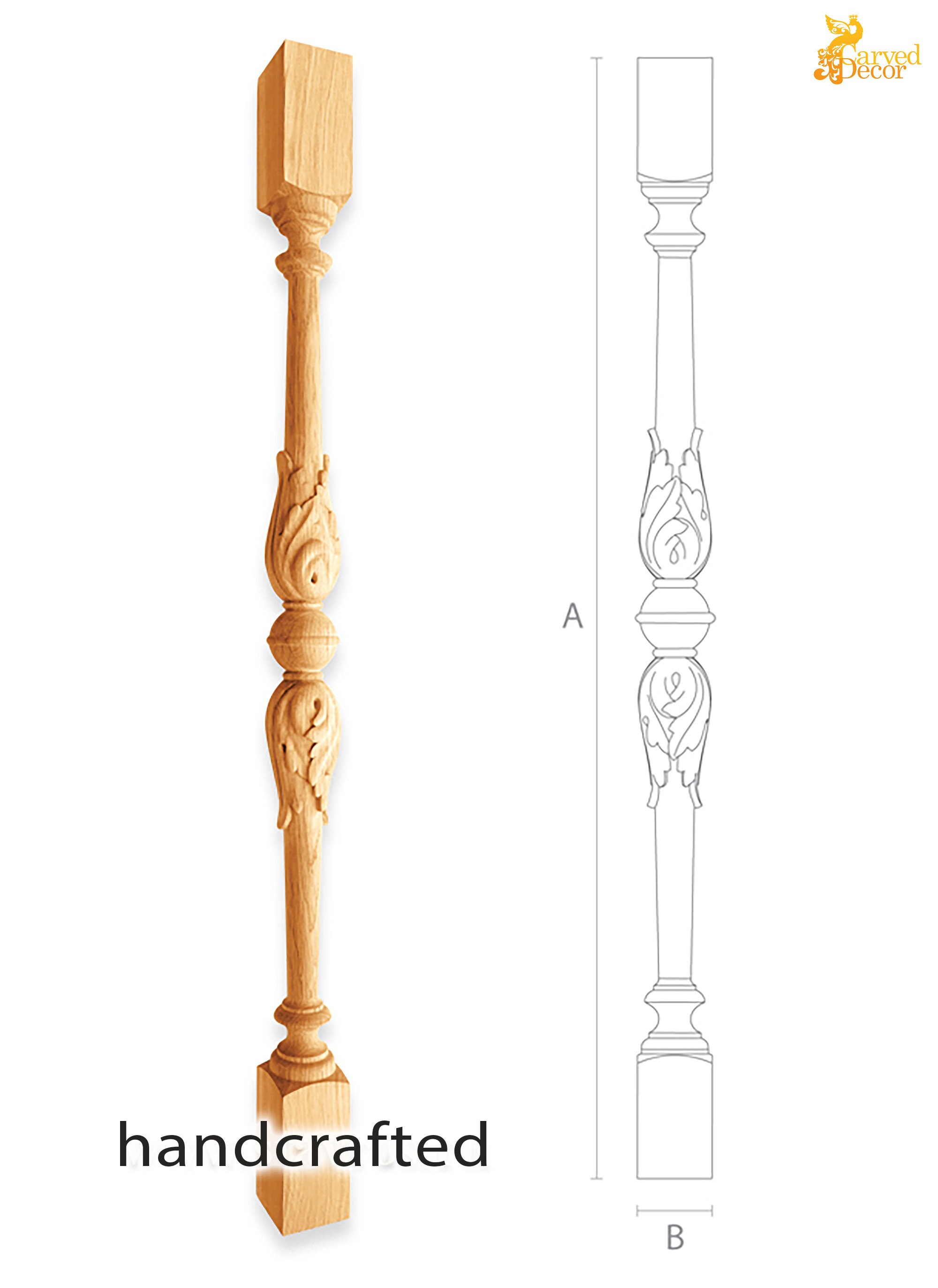 Ornate Handmade Baluster Railing Spindle From Solid Wood | Etsy