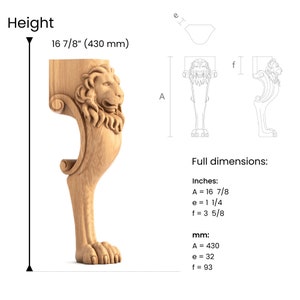 Coffee Table Legs Lion Head and Paw, Carved Wooden Antique Legs for ...