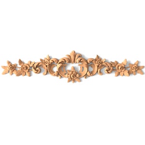 Floral Center Carved Wood Inlay for Cabinets, Fireplace Mantels, Onlay ...