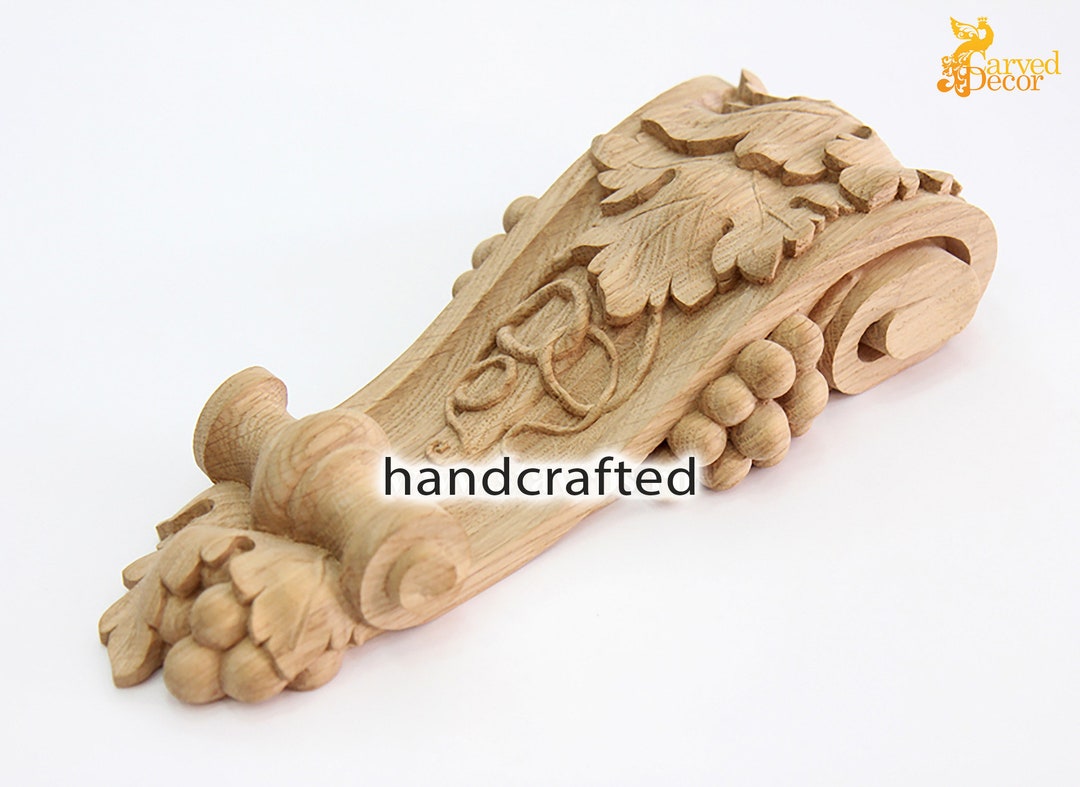 Large Pair Wooden Corbels Grapes, Ornate Brackets for Fireplace ...