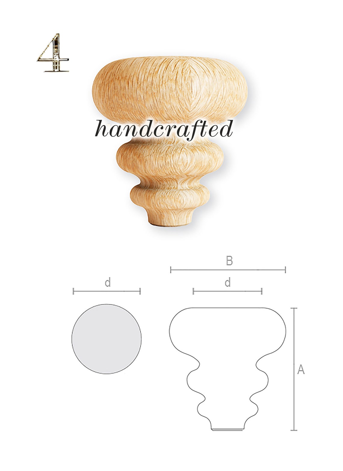 Set of Four Legs Furniture Hardwood Round Miniature Legs - Etsy