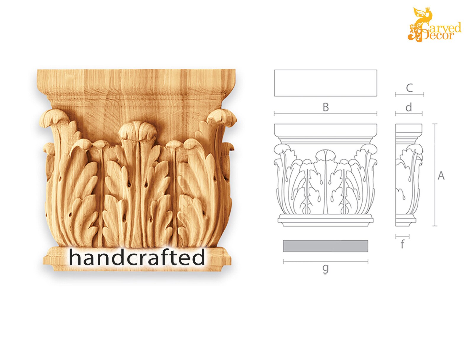 Neoclassical Wood Capital Carved Wooden Decor - Etsy