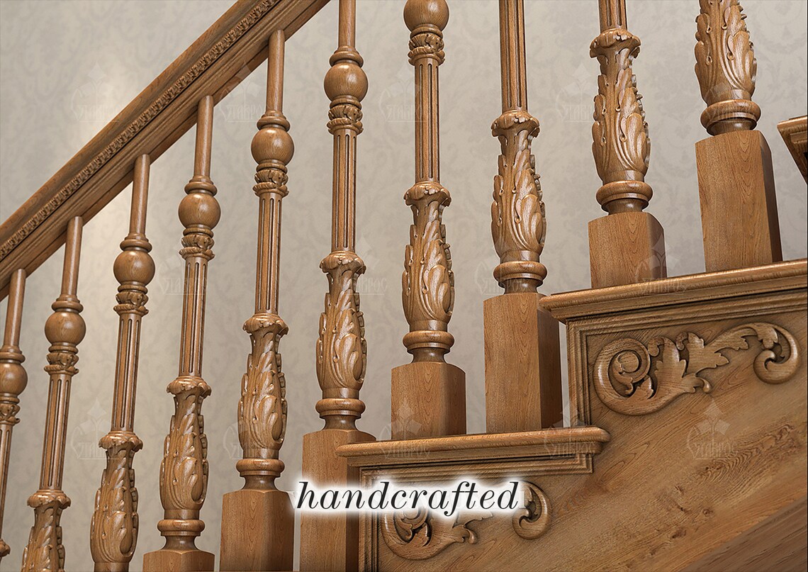 Luxury Carved Wooden Baluster for Stairs | Etsy