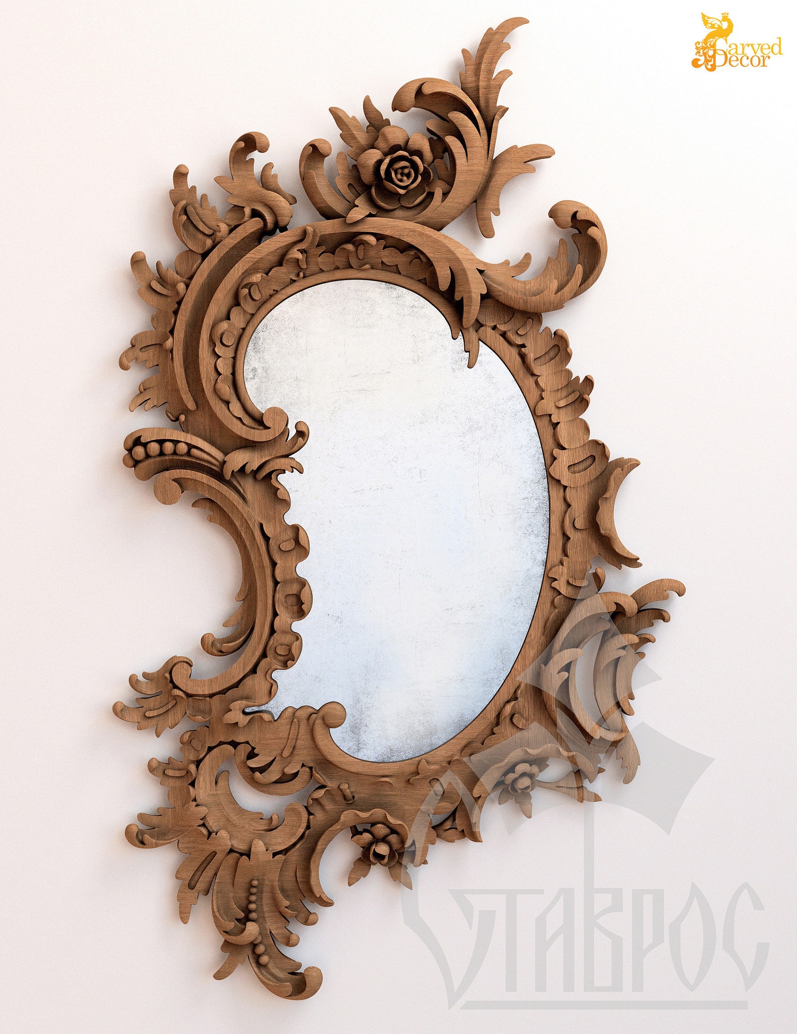 Rococo Wall Mounted Mirror Frame Carved Oak Mirror Trim - Etsy