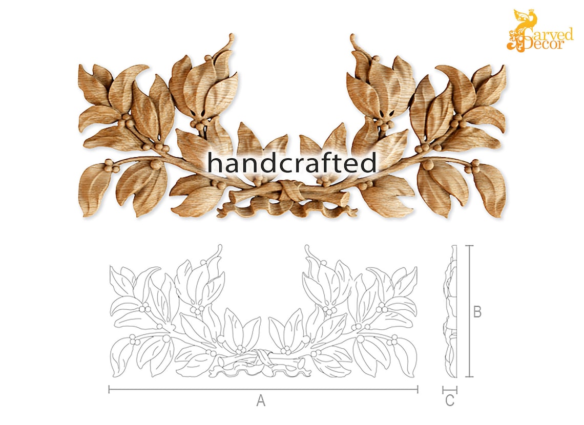 Laurel Carved Swag Onlay Wooden Bay Leaves Applique - Etsy