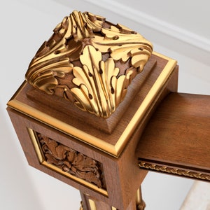 Pair of Gothic Newel Post Caps, Wood Finial Topper, Staircase Caps - Etsy