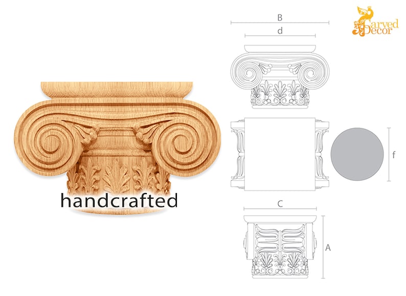 Wood Carved Column Base Oak Round Capital - Etsy