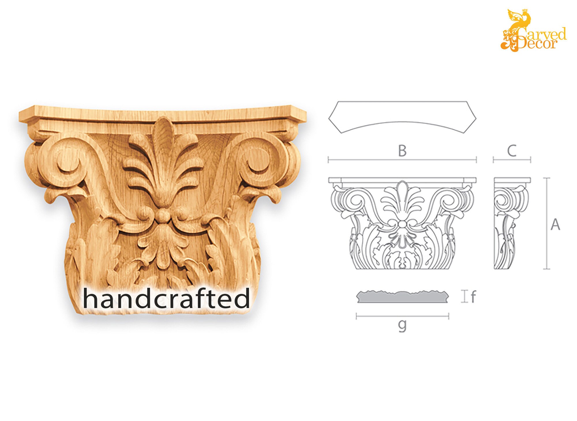 Wood Carved Corbel Corinthian Style Decorative Capital | Etsy