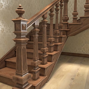 Large Square Antique Box Newel Post, Renaissance Solid Wood Stair Null ...