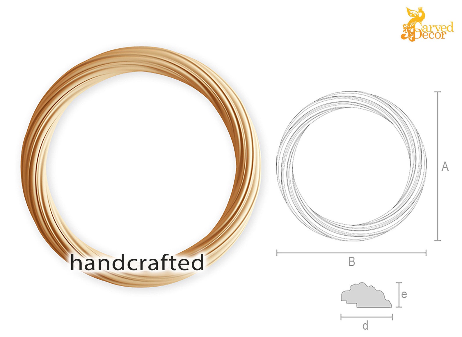 Round Art Deco wood mirror wall frame | Etsy