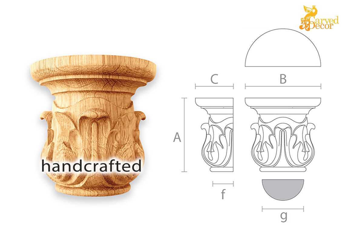 Roman half-round architectural wood column capital base | Etsy